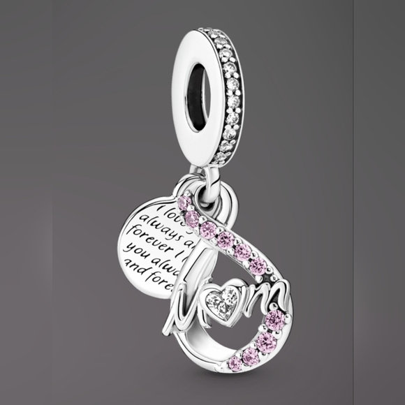 Pandora | Jewelry | Pandora Mom Infinity Pav Double Dangle Cz Charm ...